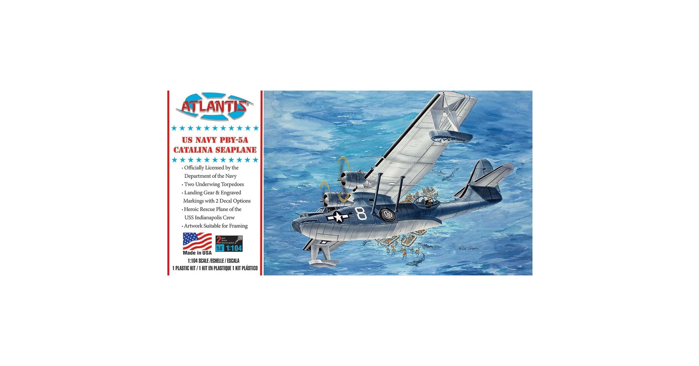 Atlantis US Navy PBY-5A Catalina Seaplane repülő makett 1:104 Skill 2 ...