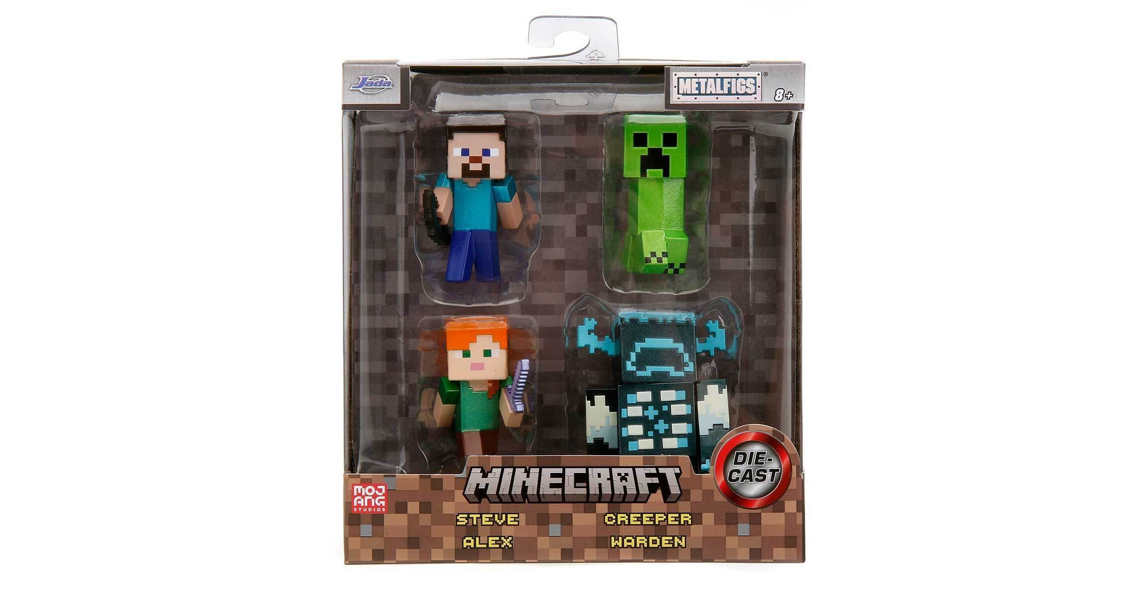 Minecraft Steve & Alex & Creeper & Warden 6,3 cm fém figura szett ...